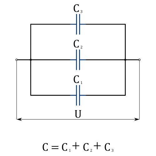 Diagram of series connection three capacitors Vector Image