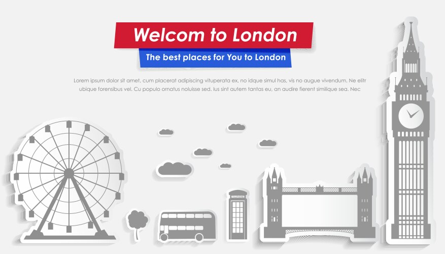 London landmarks flat icons set Royalty Free Vector Image
