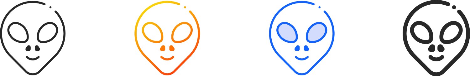 Alien iconthin linear gradient blue stroke Vector Image