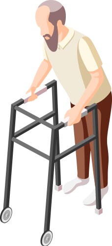 Disabled person with broken leg Royalty Free Vector Image