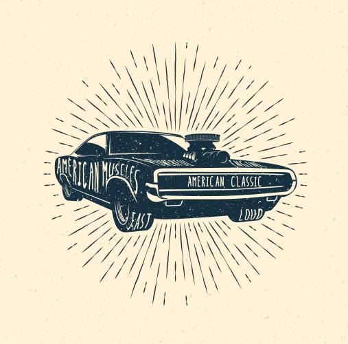Classic american vintage pink car Royalty Free Vector Image