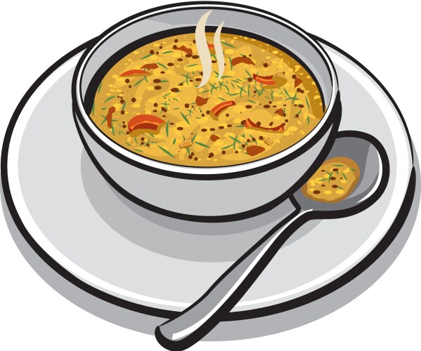 Dinner plate with soup Royalty Free Vector Image