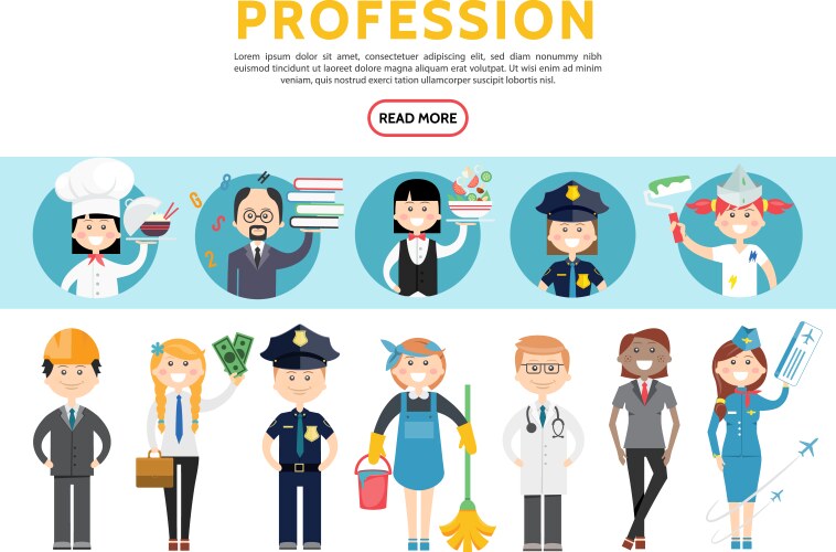 Professions people cartoon characters icons set Vector Image