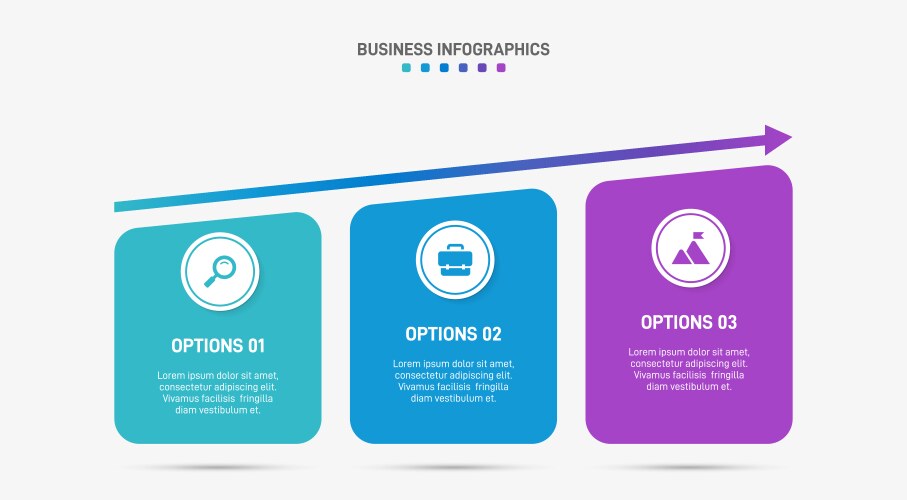 Horizontal progress bar featuring 3 arrow-shaped Vector Image