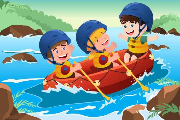 Children rafting Royalty Free Vector Image - VectorStock