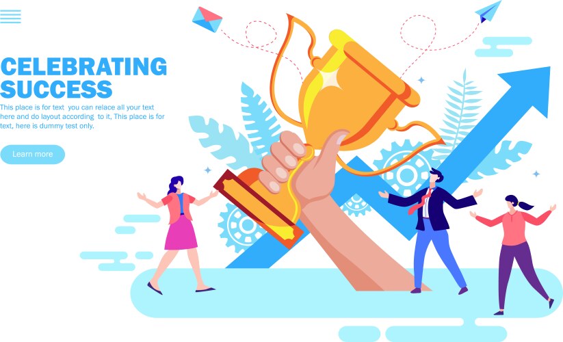 Team building success with trophy Royalty Free Vector Image