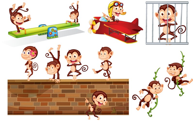 A playful monkey Royalty Free Vector Image - VectorStock