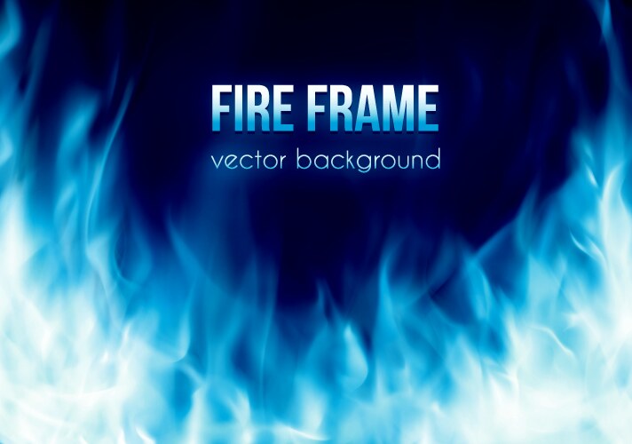 Blue fire flame set transparent background Vector Image