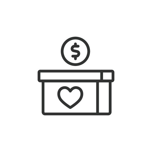 Coin on a hand donation icon in line design Vector Image