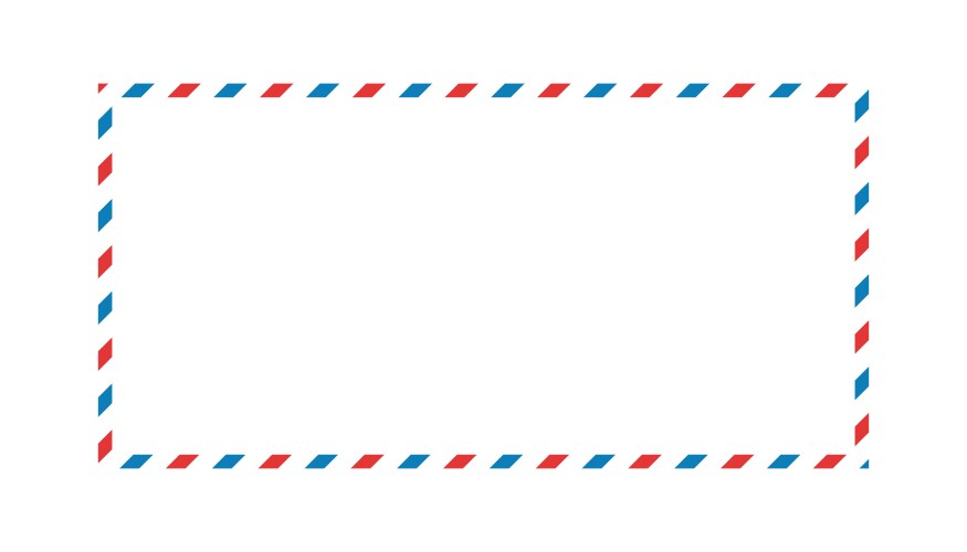 Airmail envelope frame with blue and red stripes Vector Image