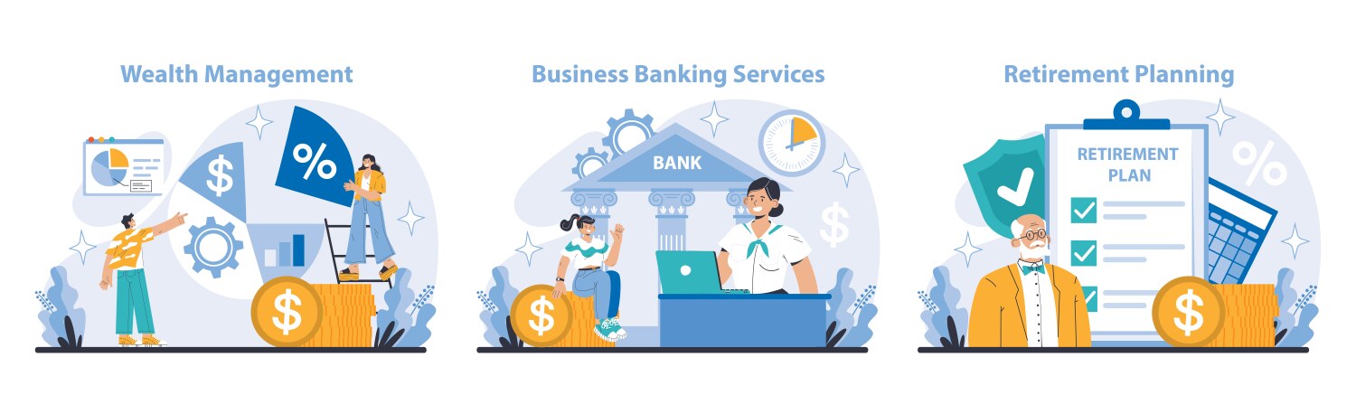 Bank services concept flat Royalty Free Vector Image