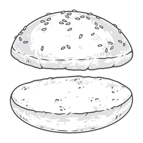 Burger bread monochrome label detailed Royalty Free Vector
