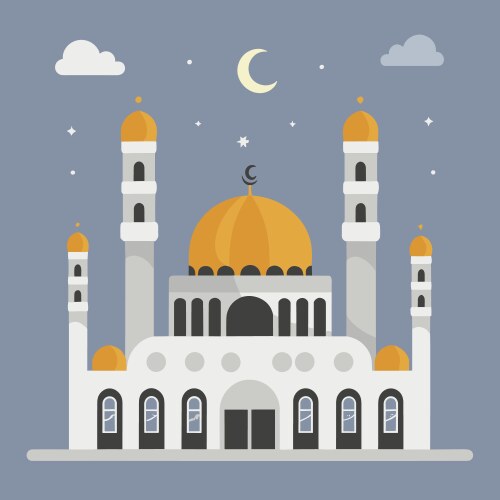 Flat islamic mosque building Royalty Free Vector Image
