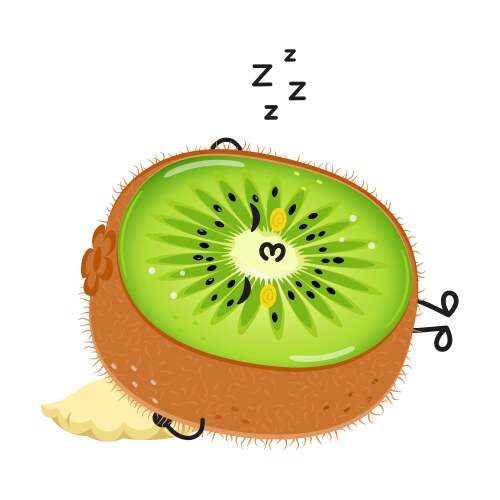 Sad kiwi fruit character hand drawn Royalty Free Vector