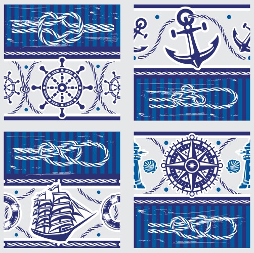 Borders with nautical and sea symbols Royalty Free Vector