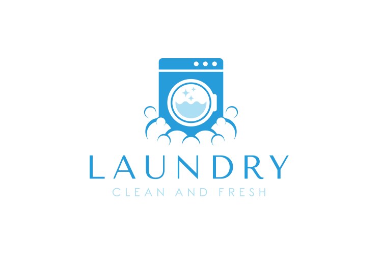 Laundry logo design template washing machine icon Vector Image