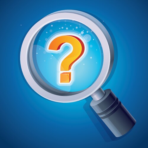 Magnifying glass investigating question mark Vector Image