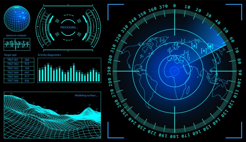 Radar screen Royalty Free Vector Image - VectorStock