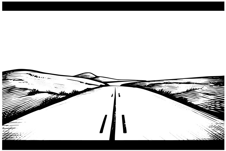 Simple road hand drawn ink sketch highway Vector Image