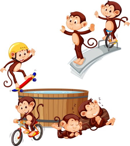 Cartoon monkeys collection set Royalty Free Vector Image