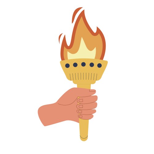 Torches with burning flame in hand symbol Vector Image
