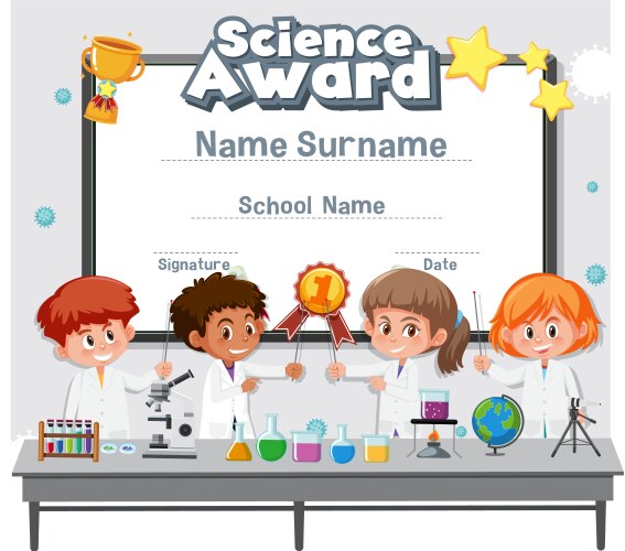 Certificate template for science award Royalty Free Vector