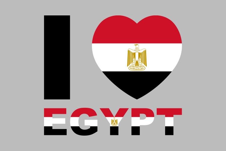 I love egypt word with heart shape Royalty Free Vector Image