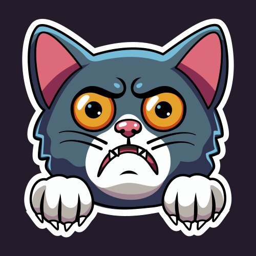 Scared emoticon cat sticker Royalty Free Vector Image