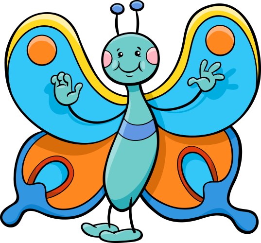 Cartoon smiling butterfly Royalty Free Vector Image