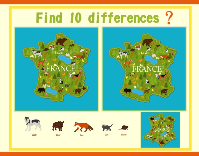 Finding differences on map africa Royalty Free Vector Image