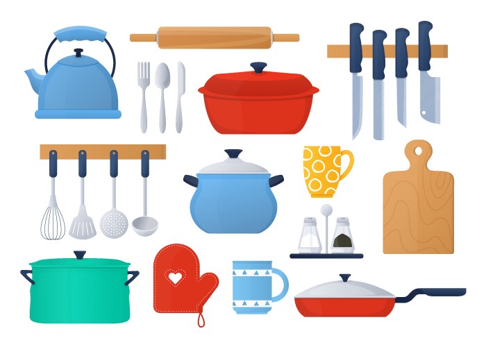 Kitchen utensils set Royalty Free Vector Image