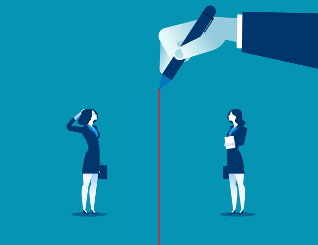 Manager painting red dividing line separation Vector Image