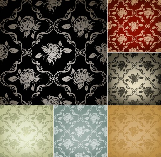 Seamless wallpaper pattern set of six colors Vector Image