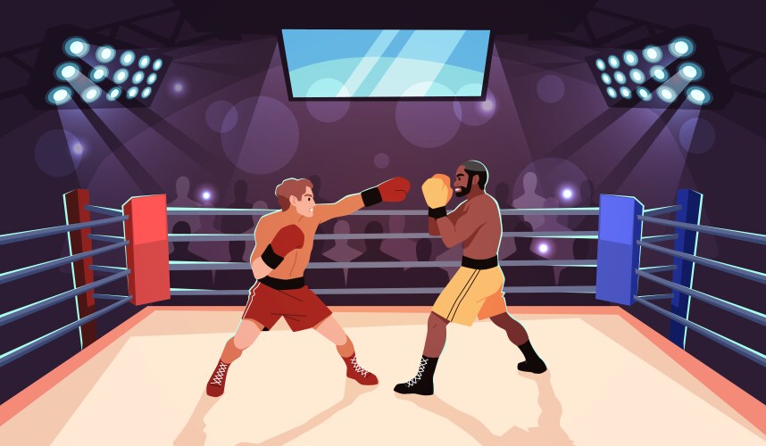 Boxing match in ring Royalty Free Vector Image