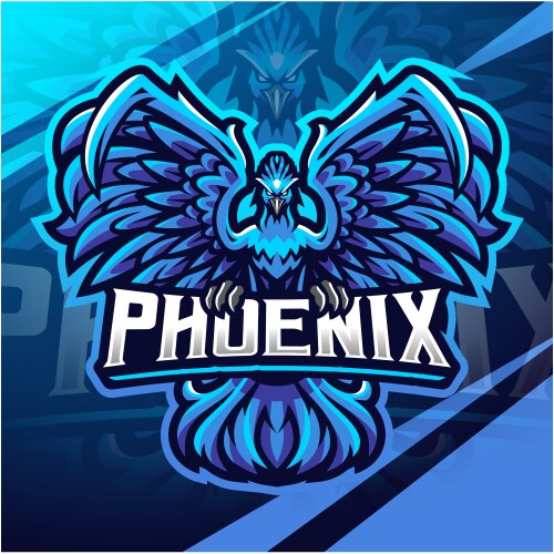 Blue Phoenix Esports Logo Royalty Free Vector Image