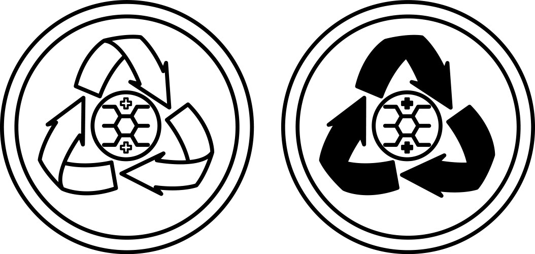 Black icons of recycled textile fibers labels Vector Image