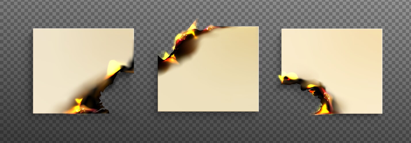 Burning white paper sheets with blue fire Vector Image
