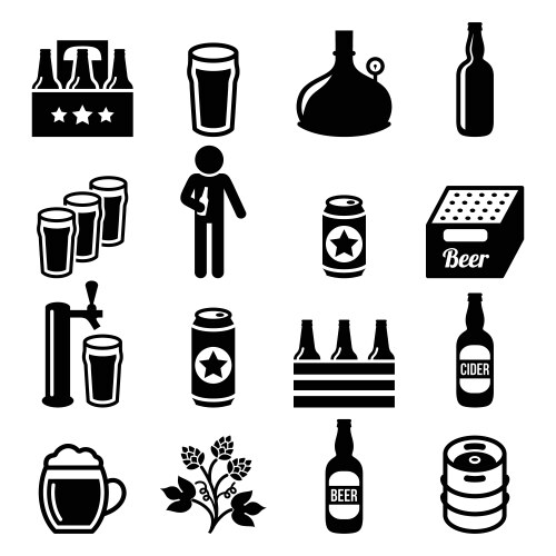 Drink alcohol beverage icons set Royalty Free Vector Image