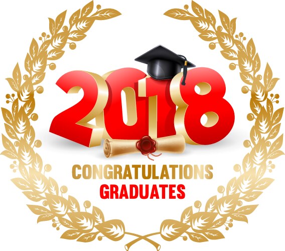 Congratulations graduates emblem design Royalty Free Vector