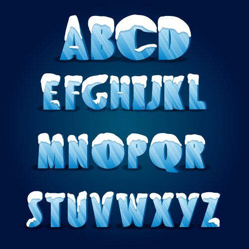 Winter alphabet with snow Royalty Free Vector Image