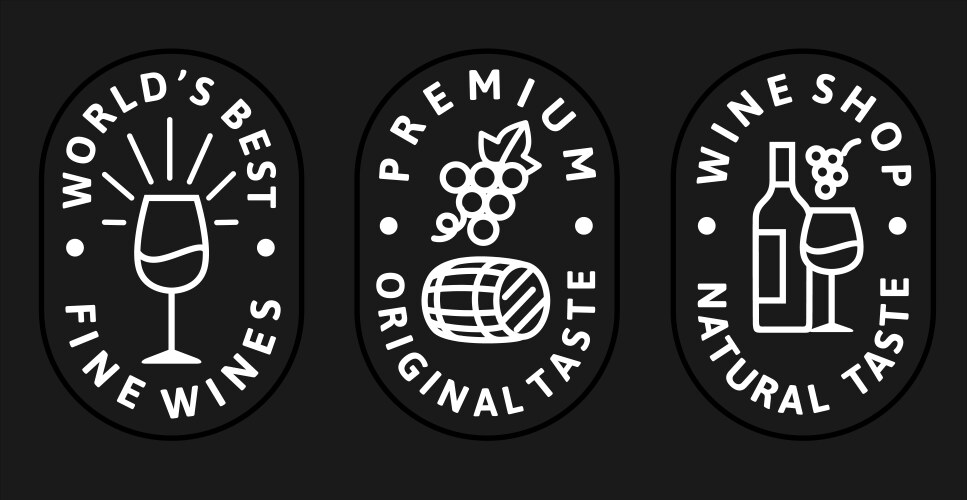 Wine stamp set symbol design of label Royalty Free Vector