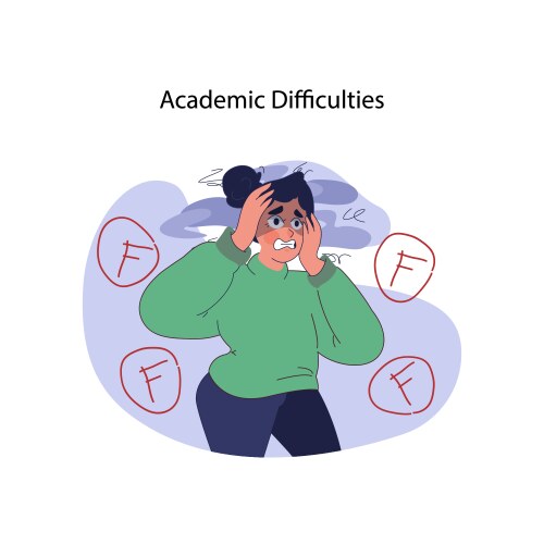 Academic stress depiction flat Royalty Free Vector Image