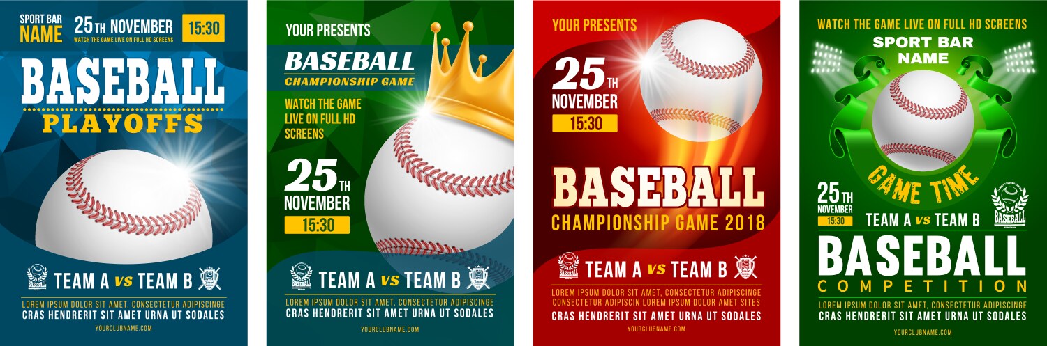 Baseball game poster Royalty Free Vector Image
