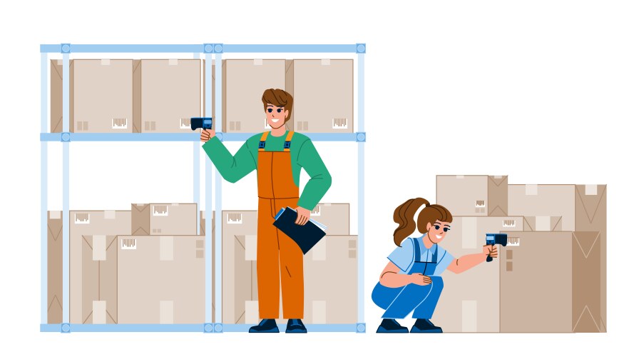 Inventory management with goods demand and stock Vector Image