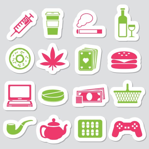 Drugs and alcohol addiction icons Royalty Free Vector Image