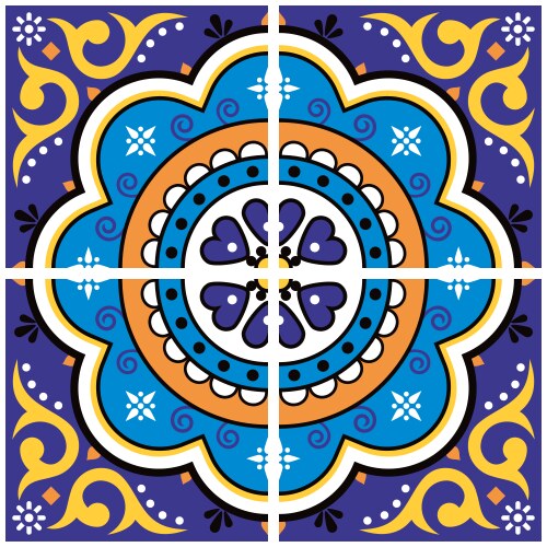 Mexican talavera ceramic tile pattern Royalty Free Vector