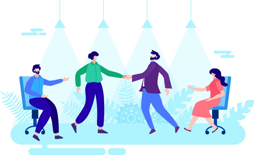 Team congratulating each other shake hand Vector Image