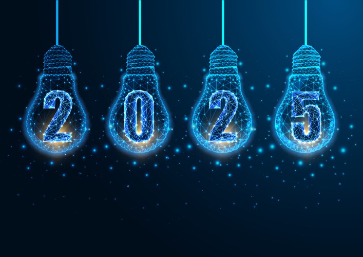 2025 new year innovations with glowing 2025 digits
