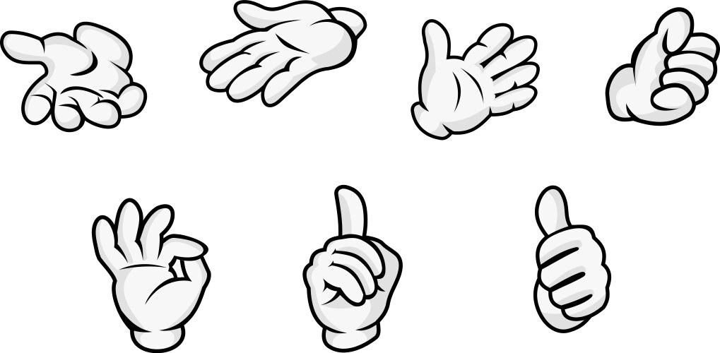 Black and white cartoon hands set Royalty Free Vector Image