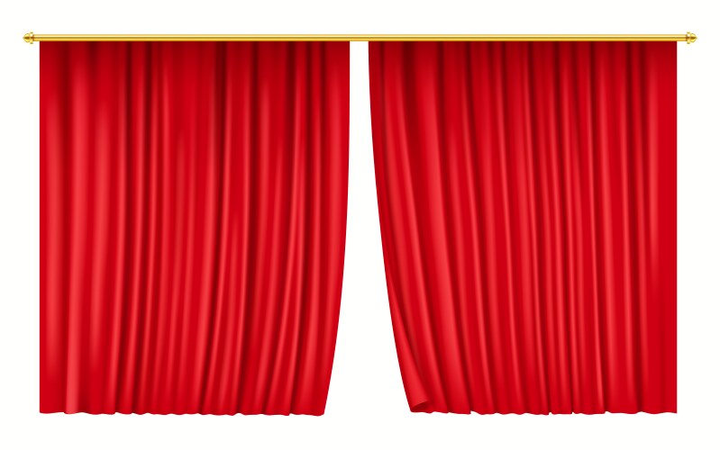 Red spotlighted stage curtains with dramatic Vector Image